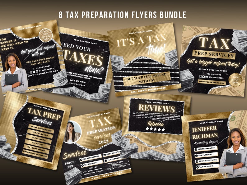 Tax Prep Flyers Bundle Template 8 Tax Preparation Accounting - Etsy