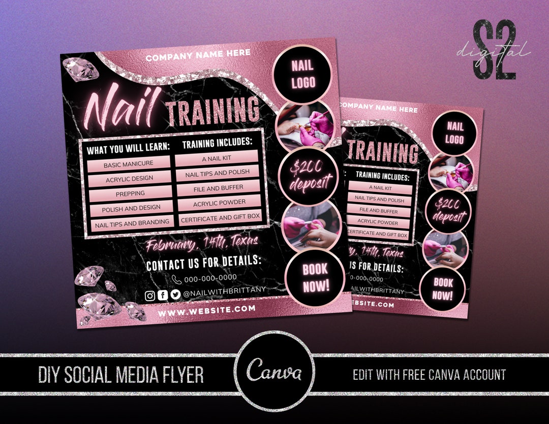 Nail Training Flyer, Nail Training Social Media Flyer, Lash Course ...