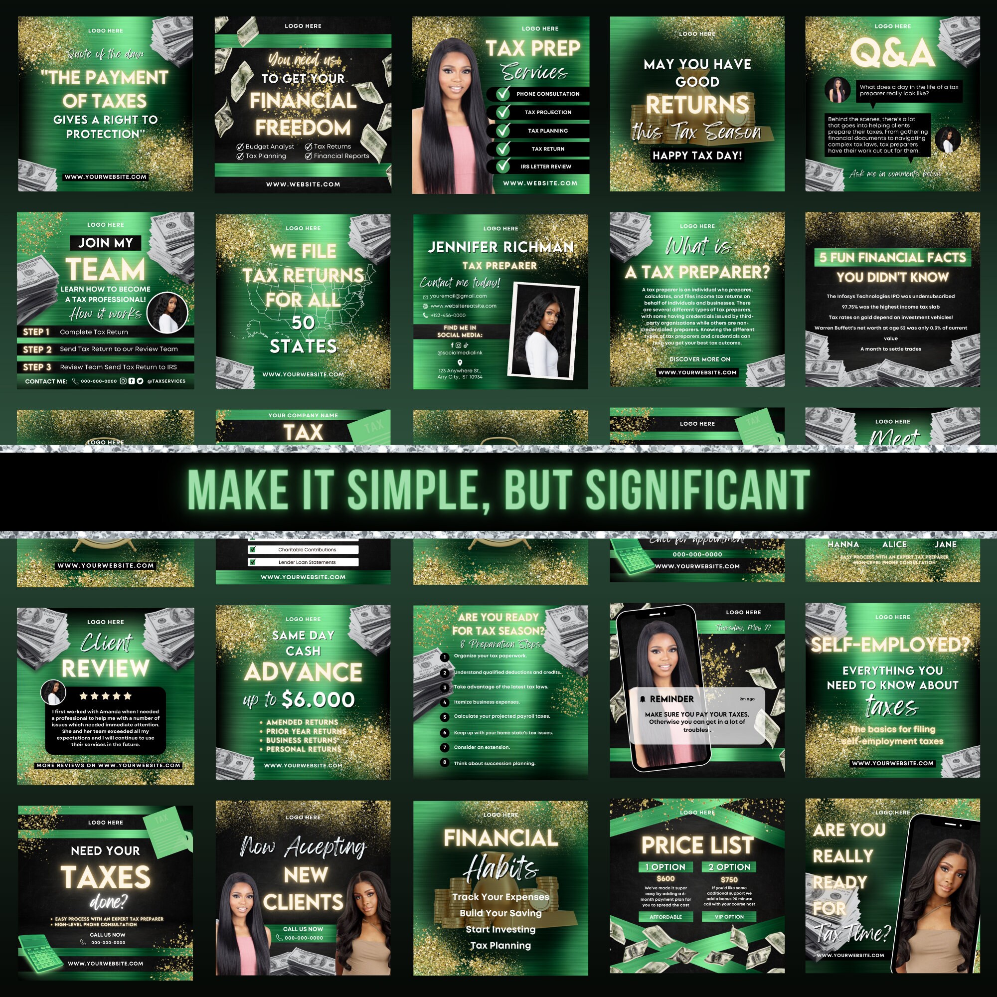 DIY Tax Preparer Instagram Templates,tax Preparation Accounting Posts ...