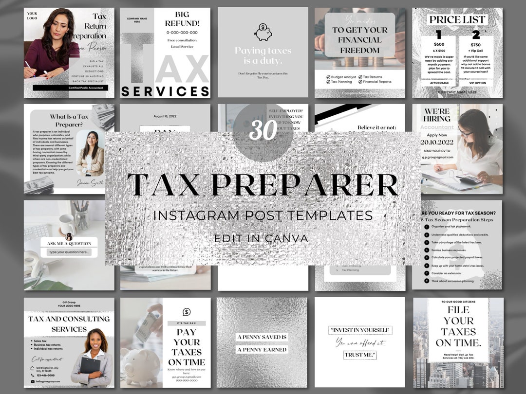 Tax Preparer Instagram Templates,tax Preparation Accounting Posts,gold ...