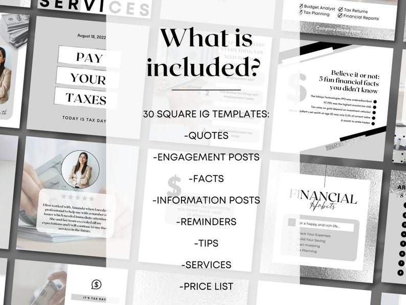 Tax Preparer Instagram Templates,tax Preparation Accounting Posts,gold ...
