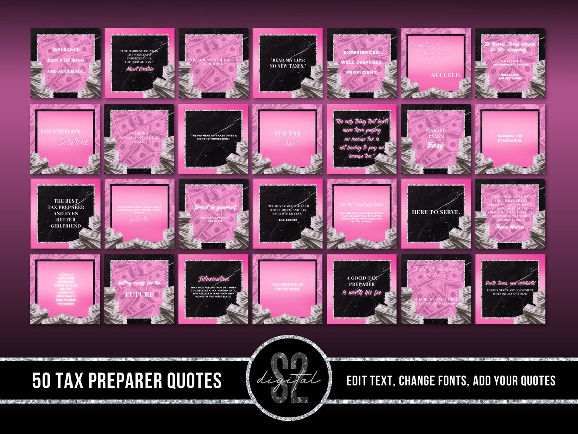 Tax Prep Quotes Bundle Template,50 Tax Preparation Accounting Quotes ...