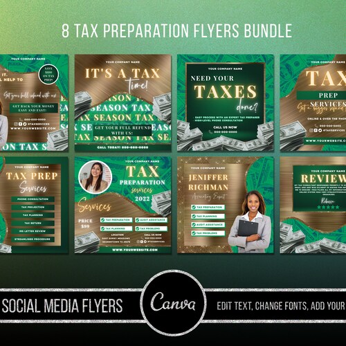 Tax Prep Flyers Bundle Template 8 Tax Preparation Accounting - Etsy