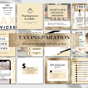 Tax Preparer Instagram Templates,tax Preparation Accounting Posts,gold ...