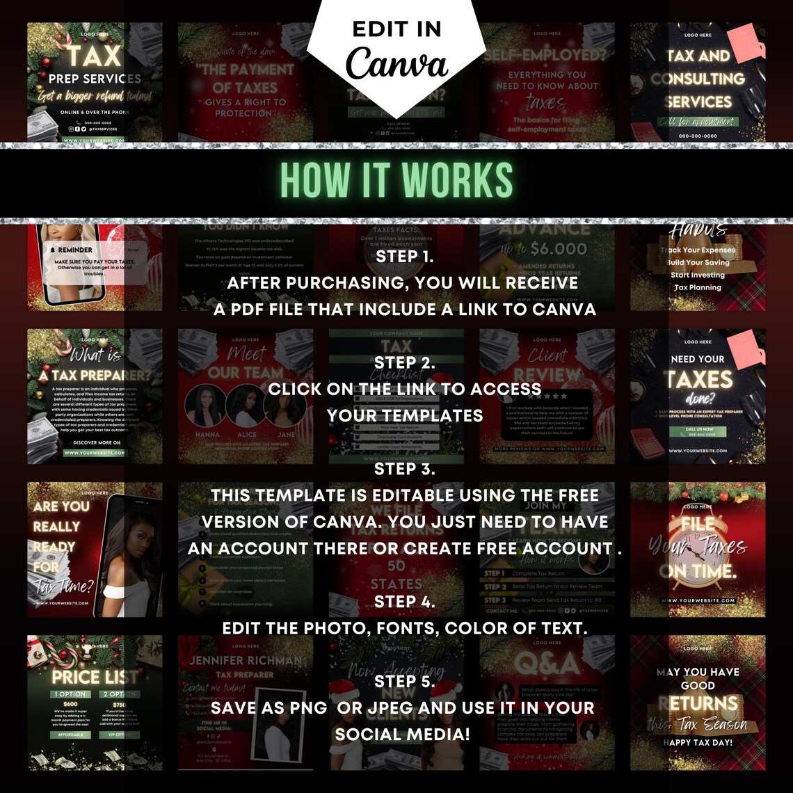 Christmas Tax Prep Instagram Templates: Accounting Posts Bundle ...