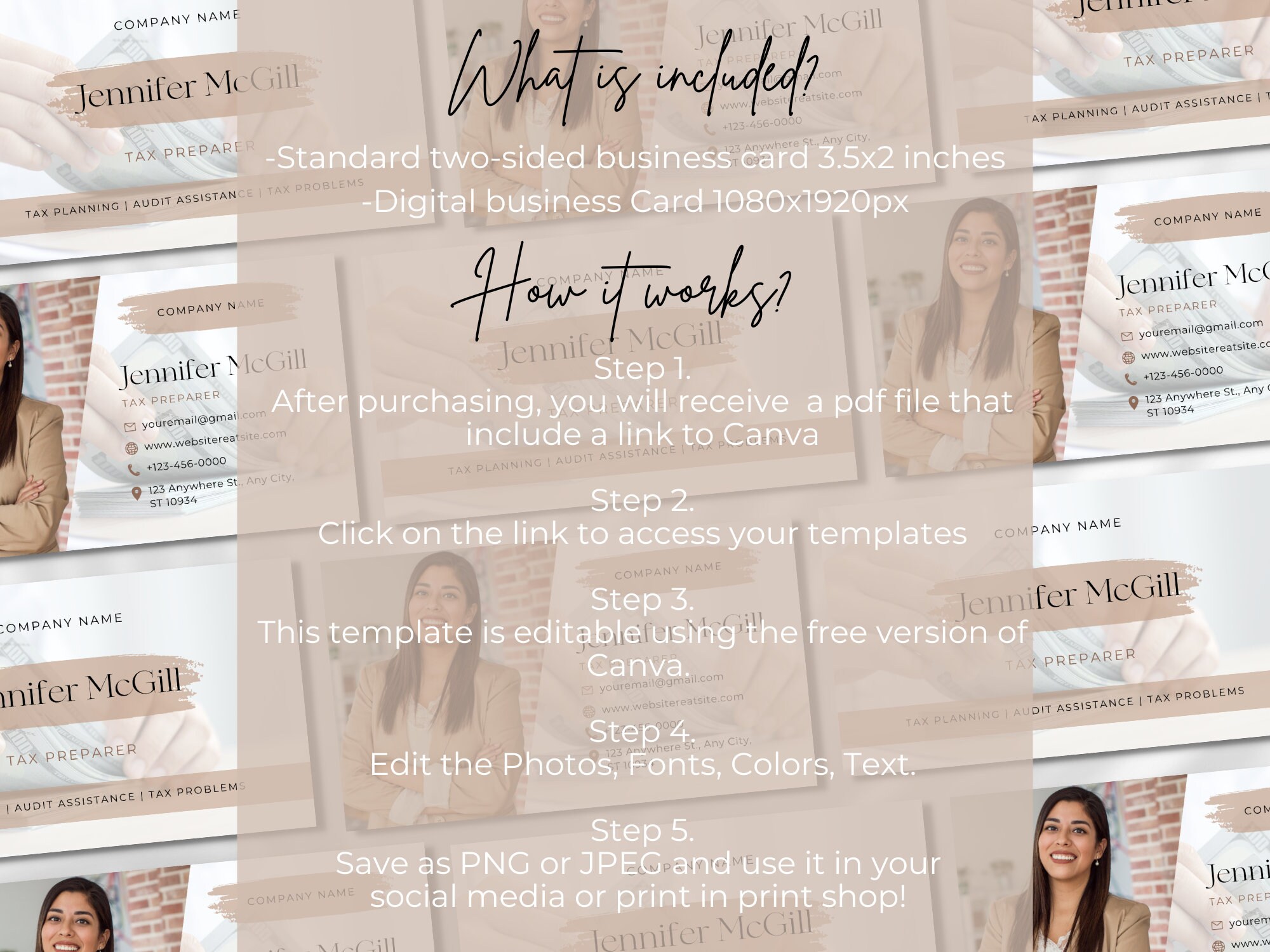 Tax Preparer Digital Business Card & Standard Business Card Bundle, Tax ...