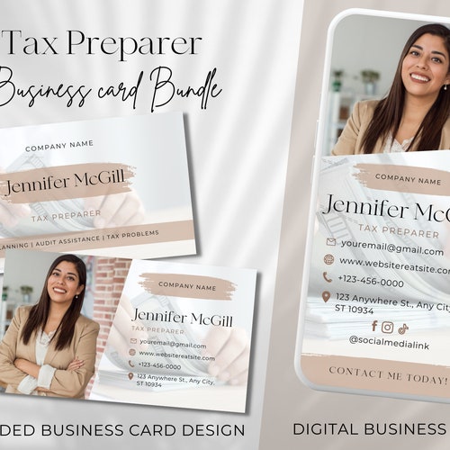 Tax Preparer Digital Business Card & Standard Business Card - Etsy