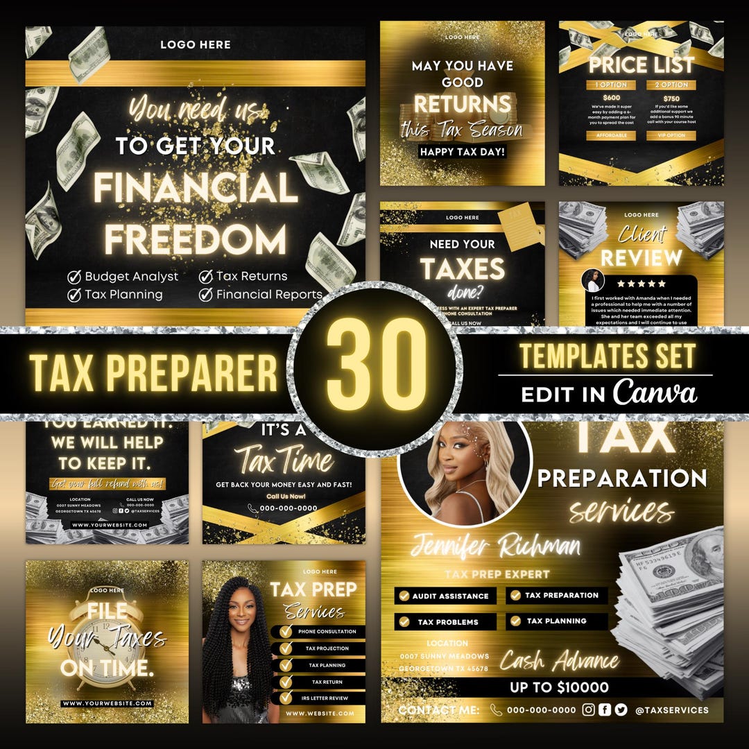 Tax Preparer Instagram Templates, Tax Preparation Accounting Posts ...