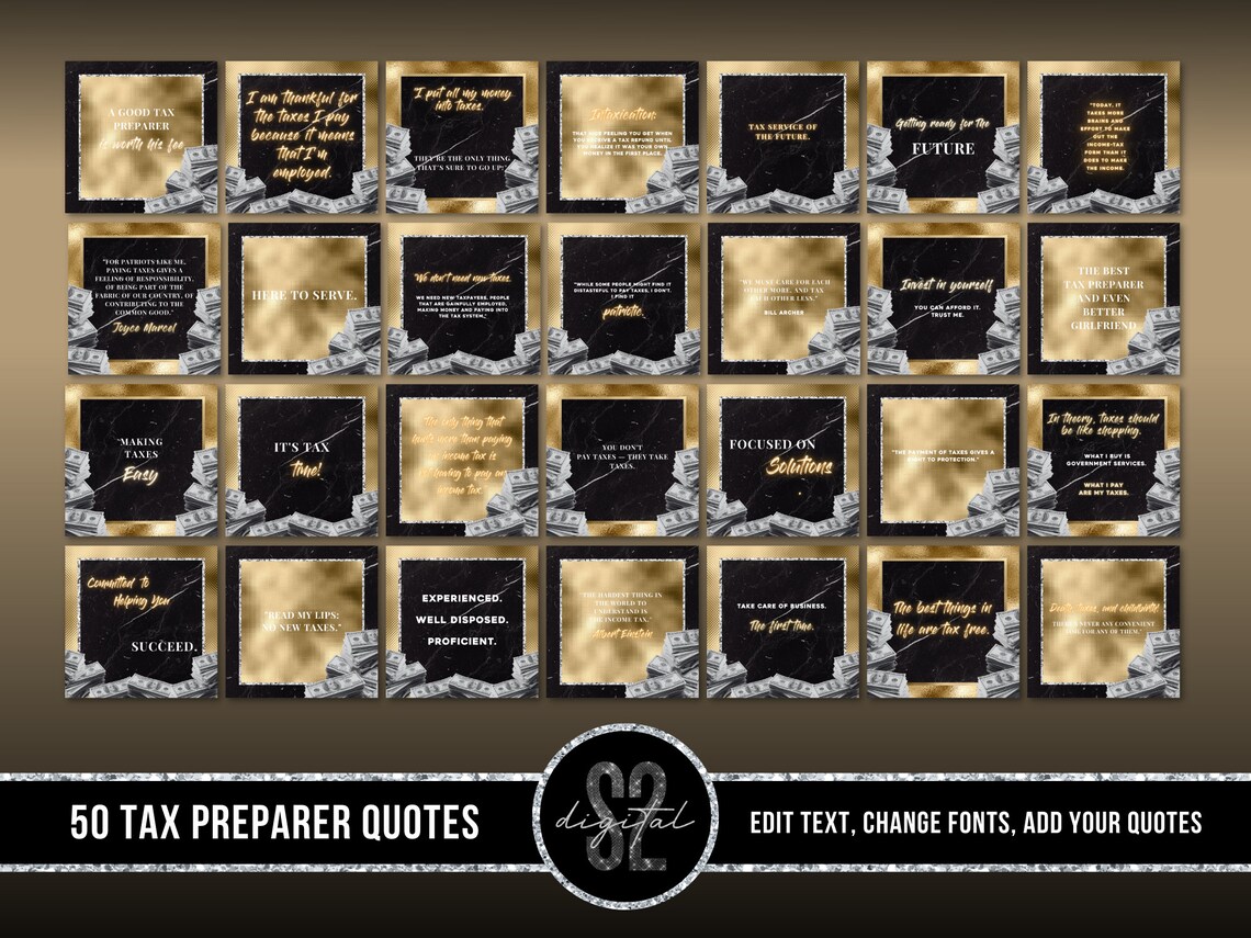 Tax Prep Quotes Bundle Template, Gold Blacktax Preparation Accounting ...