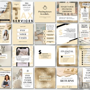 Tax Preparer Instagram Templates,tax Preparation Accounting Posts,gold ...