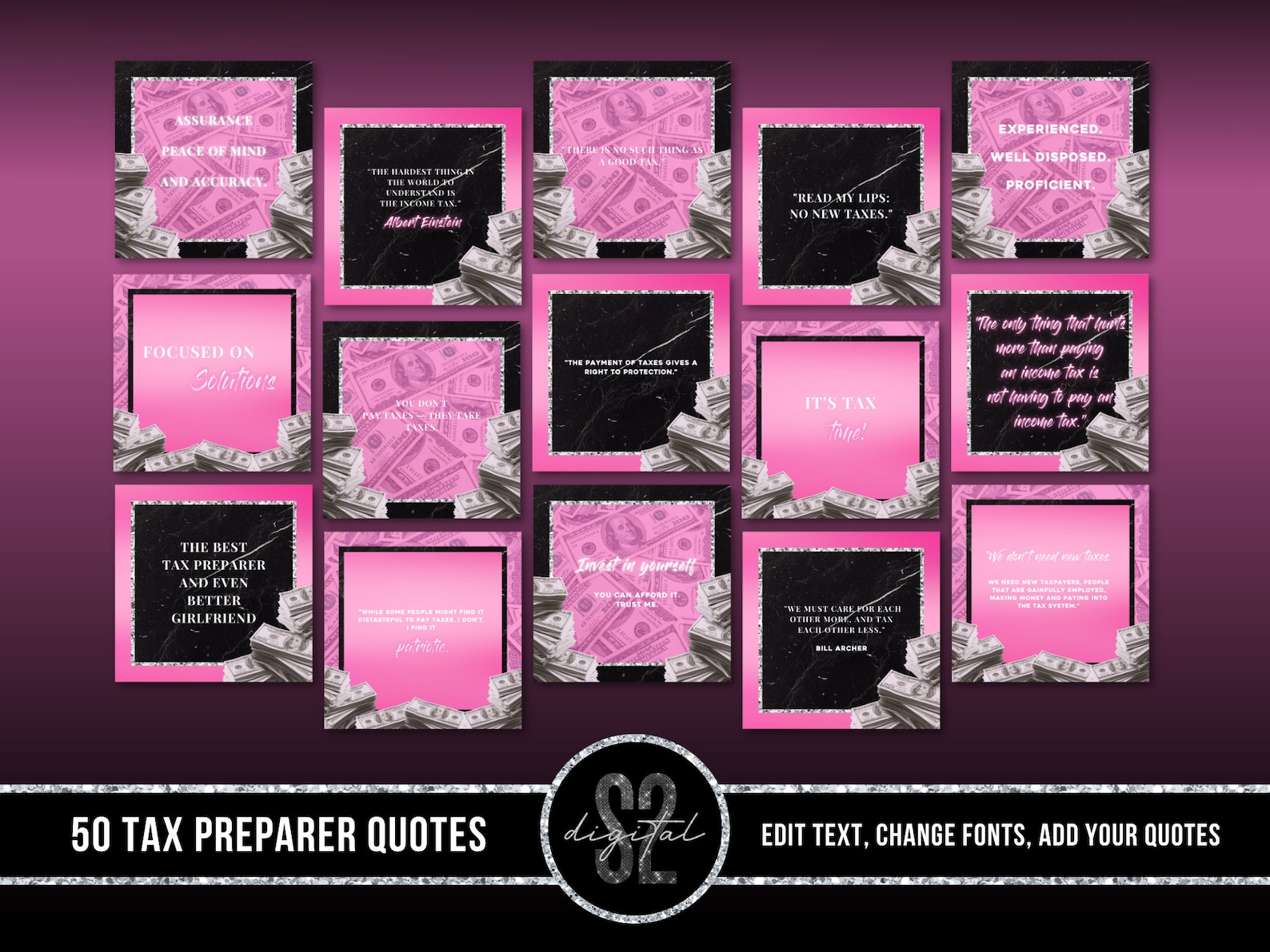 Tax Prep Quotes Bundle Template,50 Tax Preparation Accounting Quotes ...