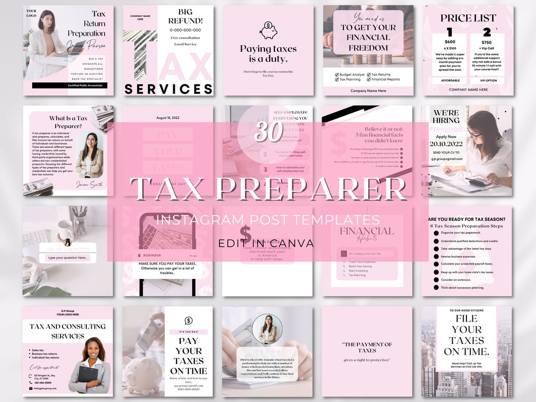 Tax Preparer Instagram Templates,tax Preparation Accounting Posts,tax ...