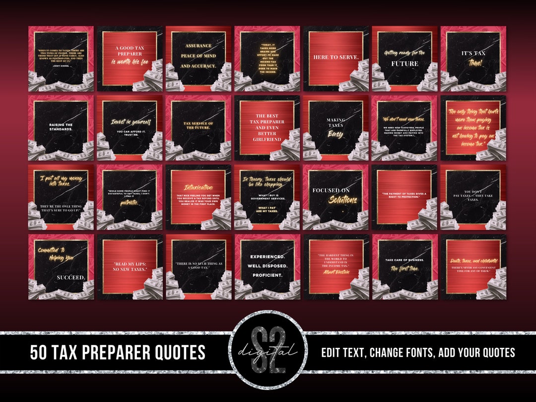 Tax Prep Quotes Bundle Template, 50 Tax Preparation Accounting Quotes ...