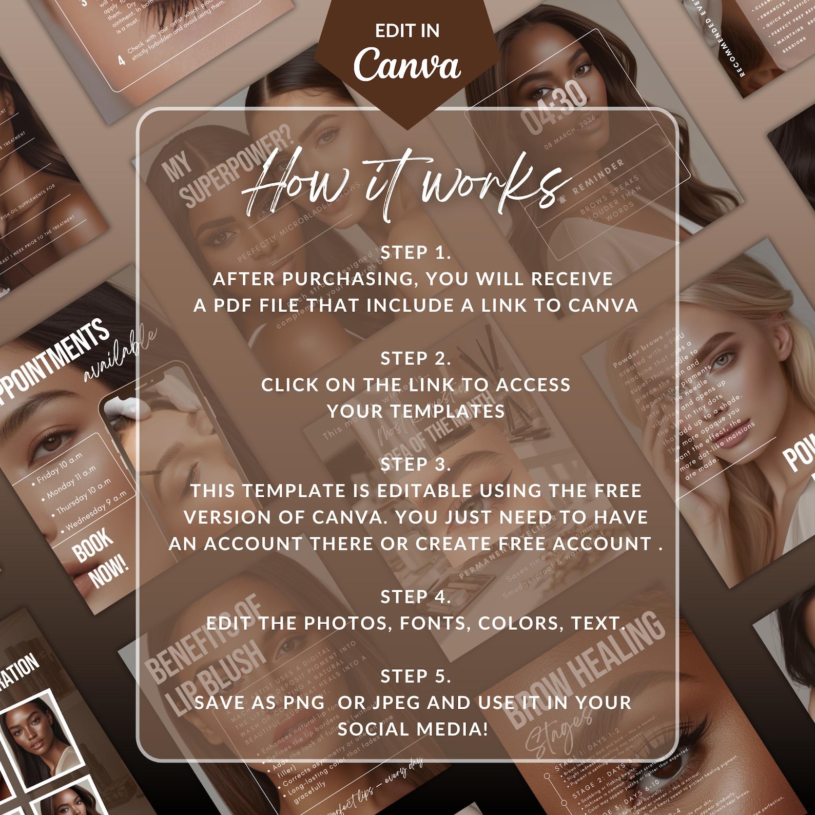 Permanent Makeup Post Templates , Brows Instagram Posts, Microblading ...