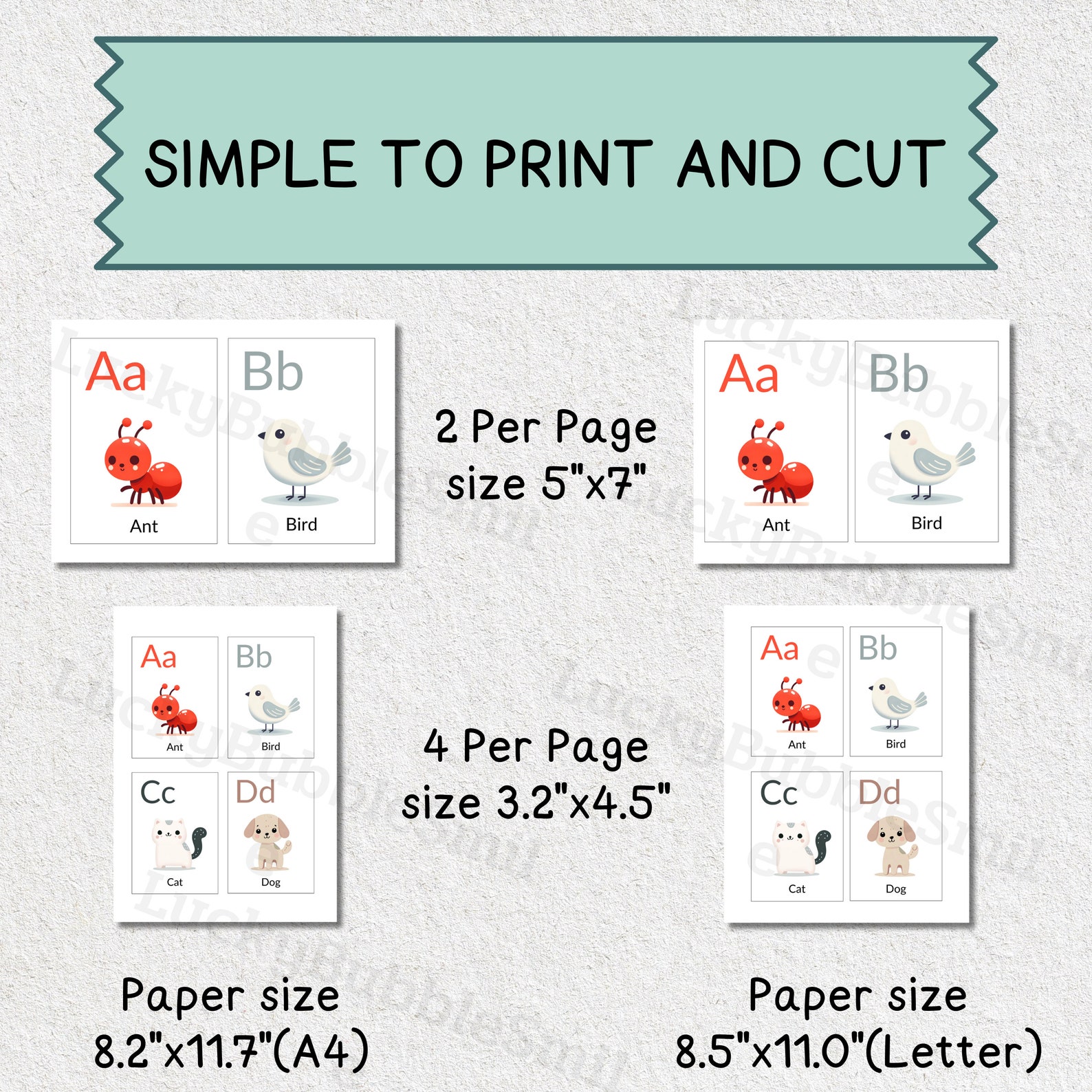 Animals Alphabet Flash Cards, ABC Flash Card, Letters Flashcard ...