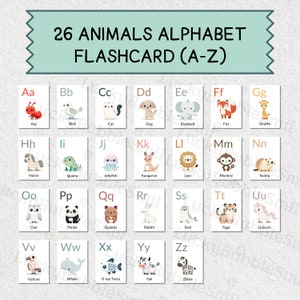 Animals Alphabet Flash Cards, ABC Flash Card, Letters Flashcard ...