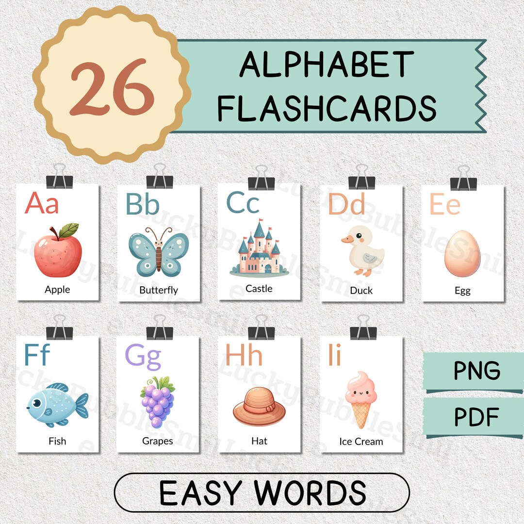 26 Item Alphabet Flash Cards, ABC Flash Card, Letters Flashcard ...