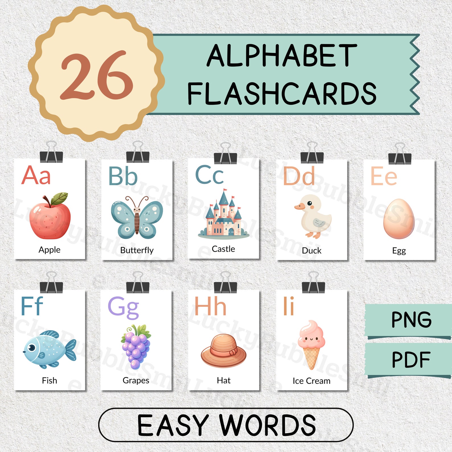 26 Item Alphabet Flash Cards, ABC Flash Card, Letters Flashcard ...