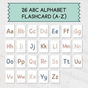 26 ABC Alphabet Flash Cards, ABC Flash Card, Letters Flashcard, Neutral ...