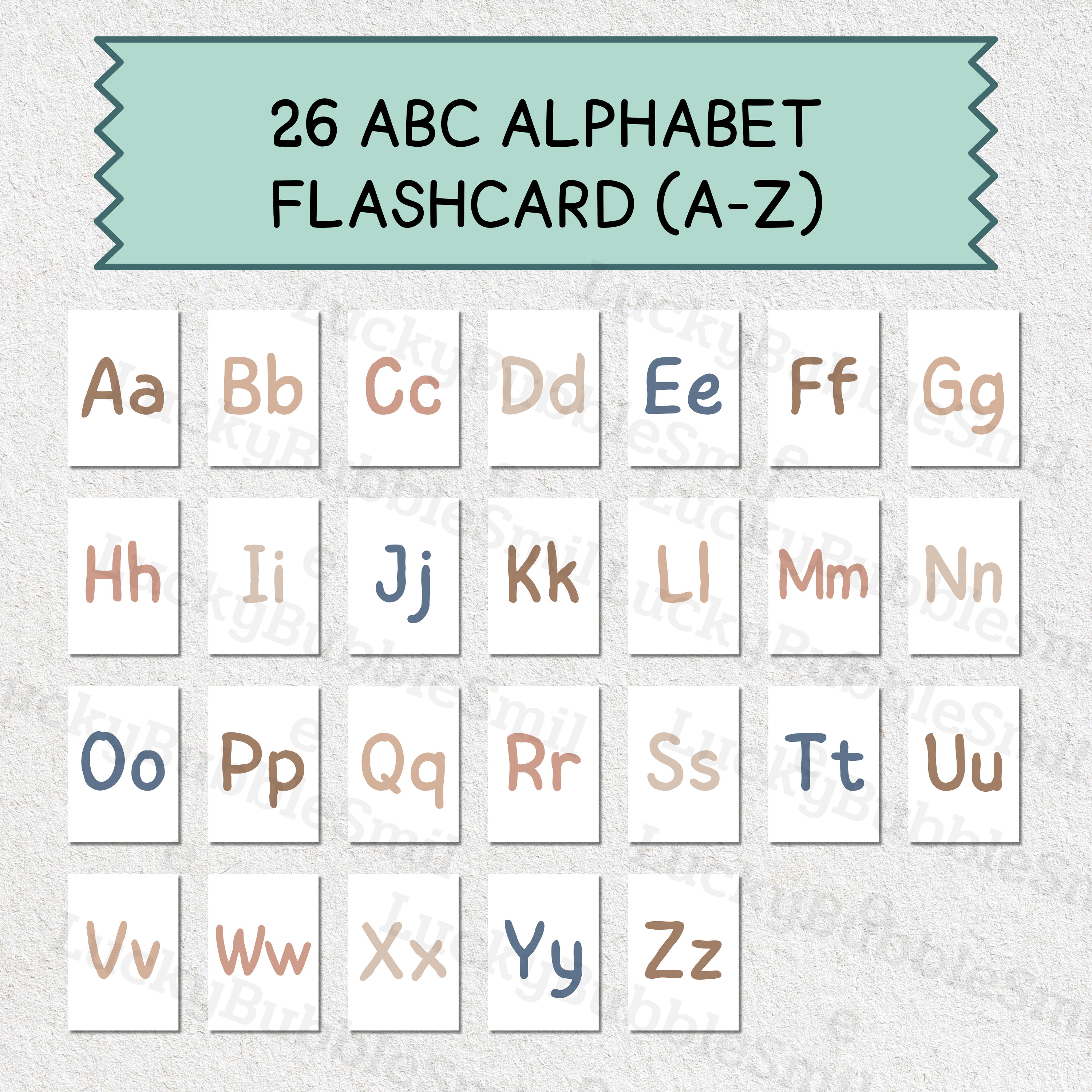26 ABC Alphabet Flash Cards, ABC Flash Card, Letters Flashcard, Neutral ...