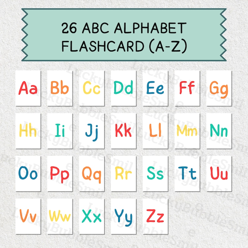 26 ABC Alphabet Flash Cards, ABC Flash Card, Letters Flashcard, Rainbow ...
