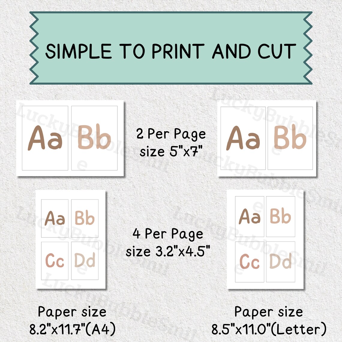 26 ABC Alphabet Flash Cards, ABC Flash Card, Letters Flashcard, Neutral ...