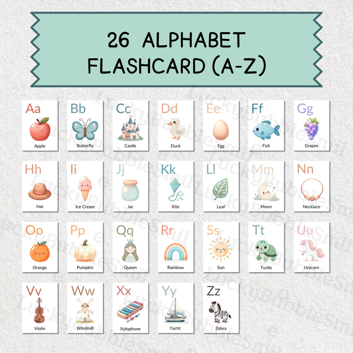 26 Item Alphabet Flash Cards, ABC Flash Card, Letters Flashcard ...