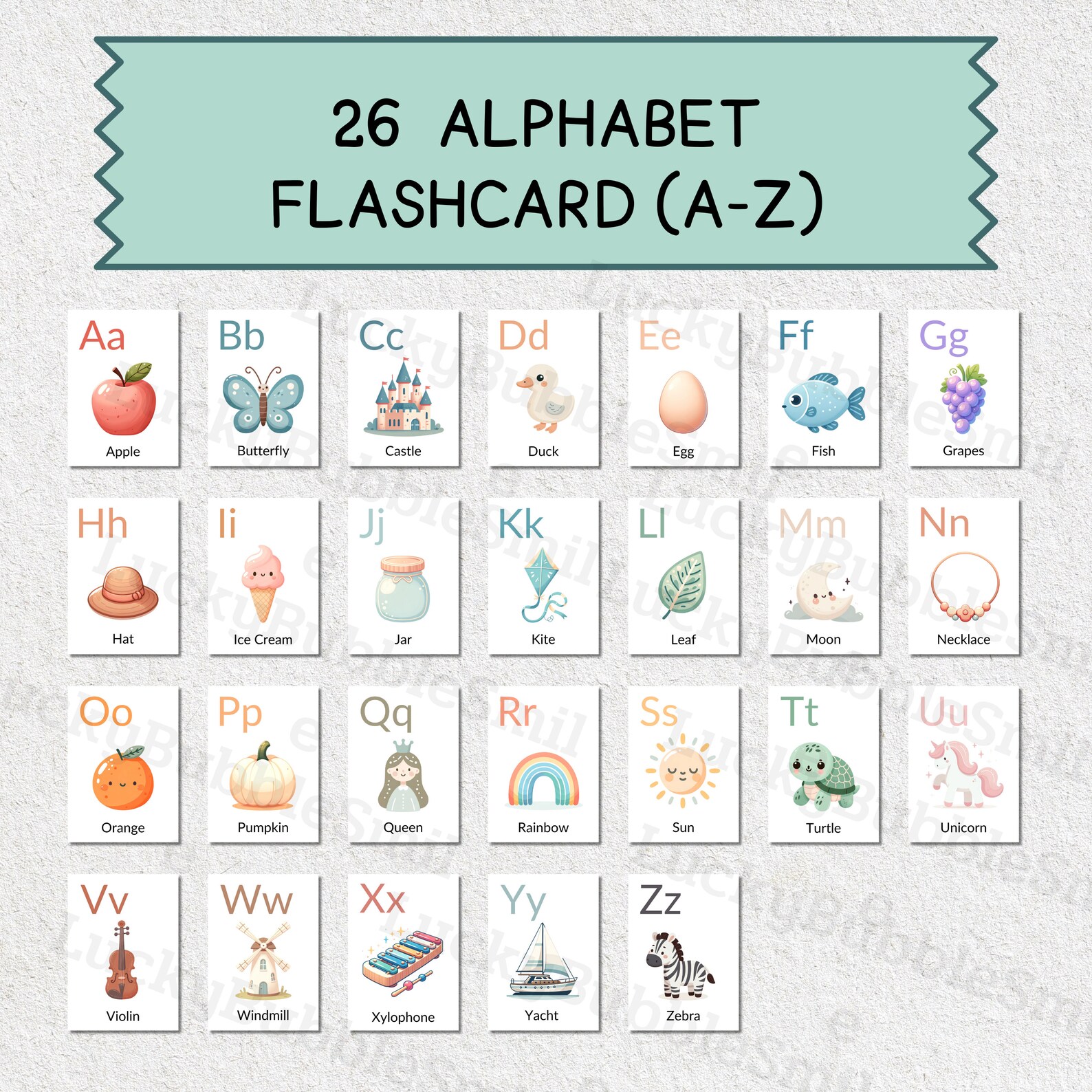 26 Item Alphabet Flash Cards, ABC Flash Card, Letters Flashcard ...