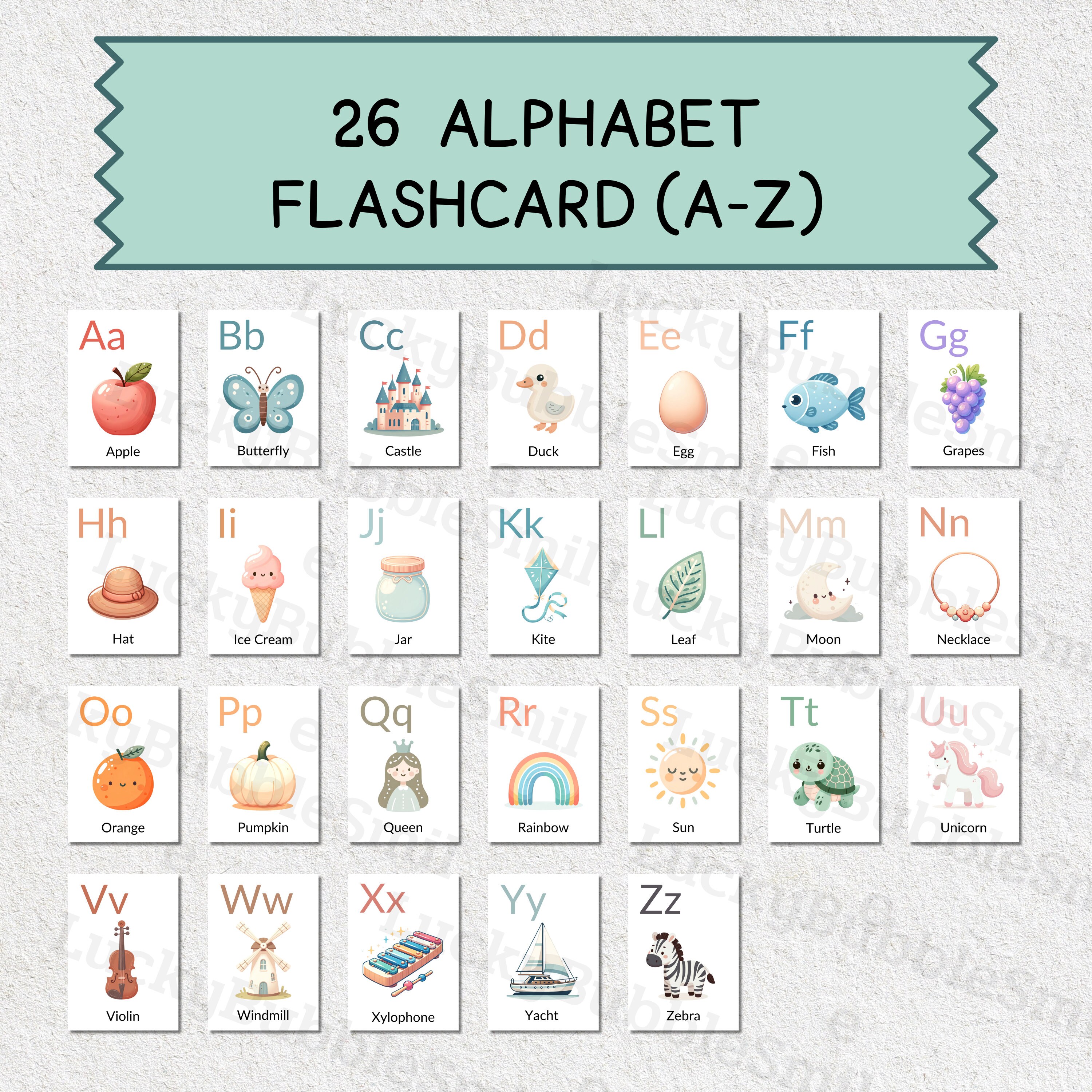 26 Item Alphabet Flash Cards, ABC Flash Card, Letters Flashcard ...