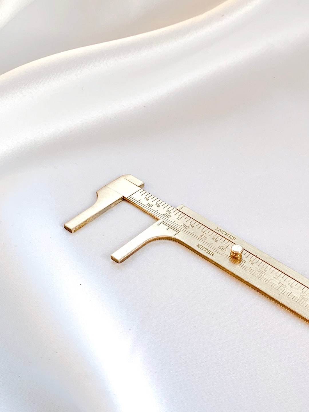 Golden Vintage Sliding Measuring Ruler | Retro Copper Metal Tool ...