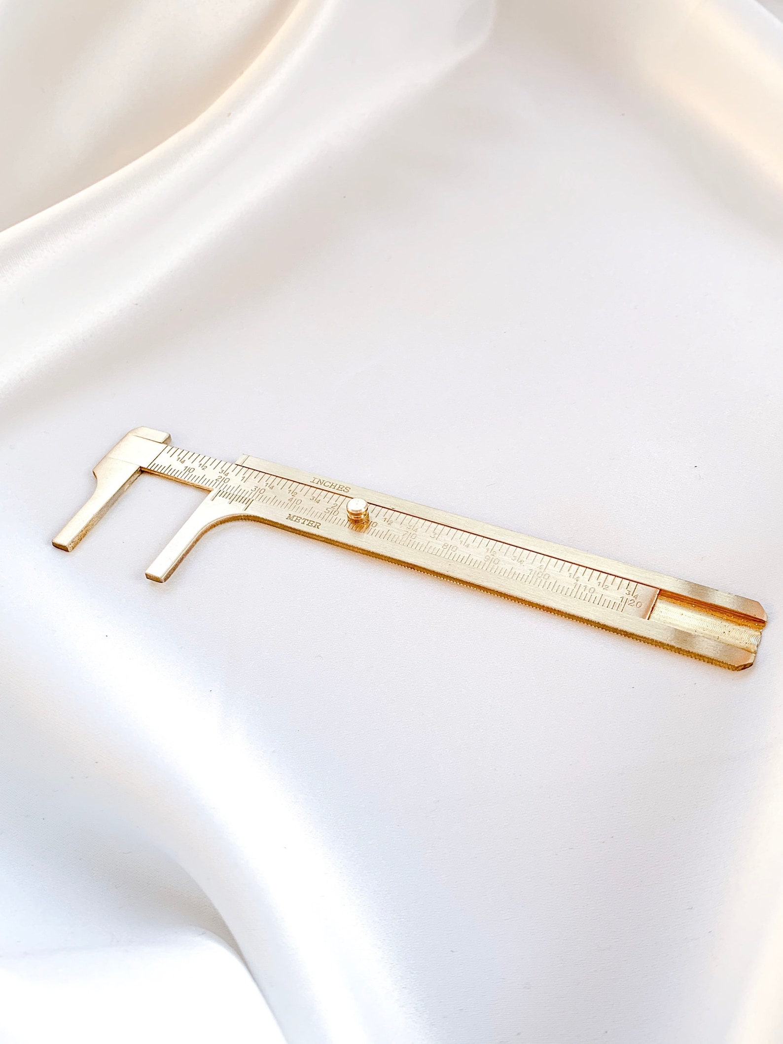 Golden Vintage Sliding Measuring Ruler | Retro Copper Metal Tool ...