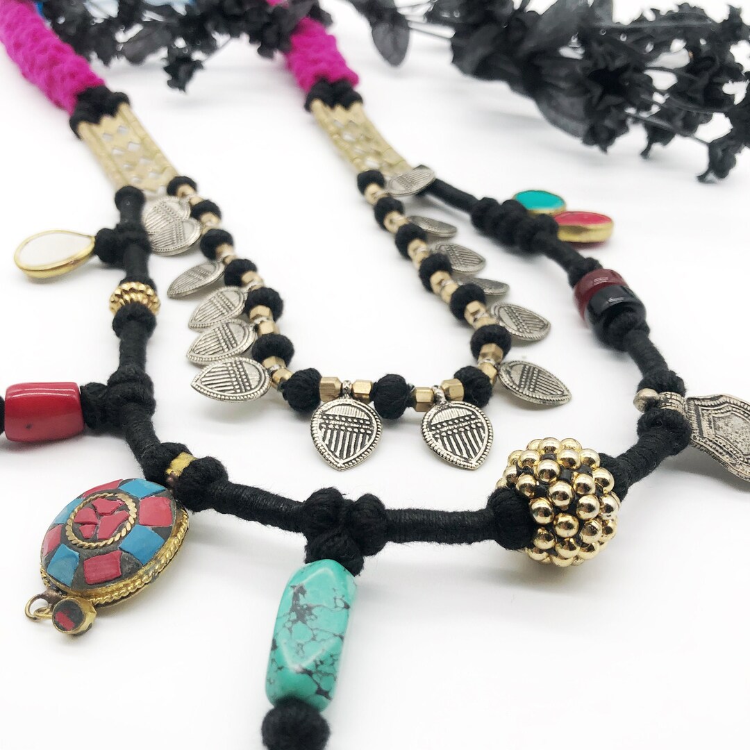 Handcrafted Statement Jewelry, Statement Necklace, Boho Jewelry, Fabric ...