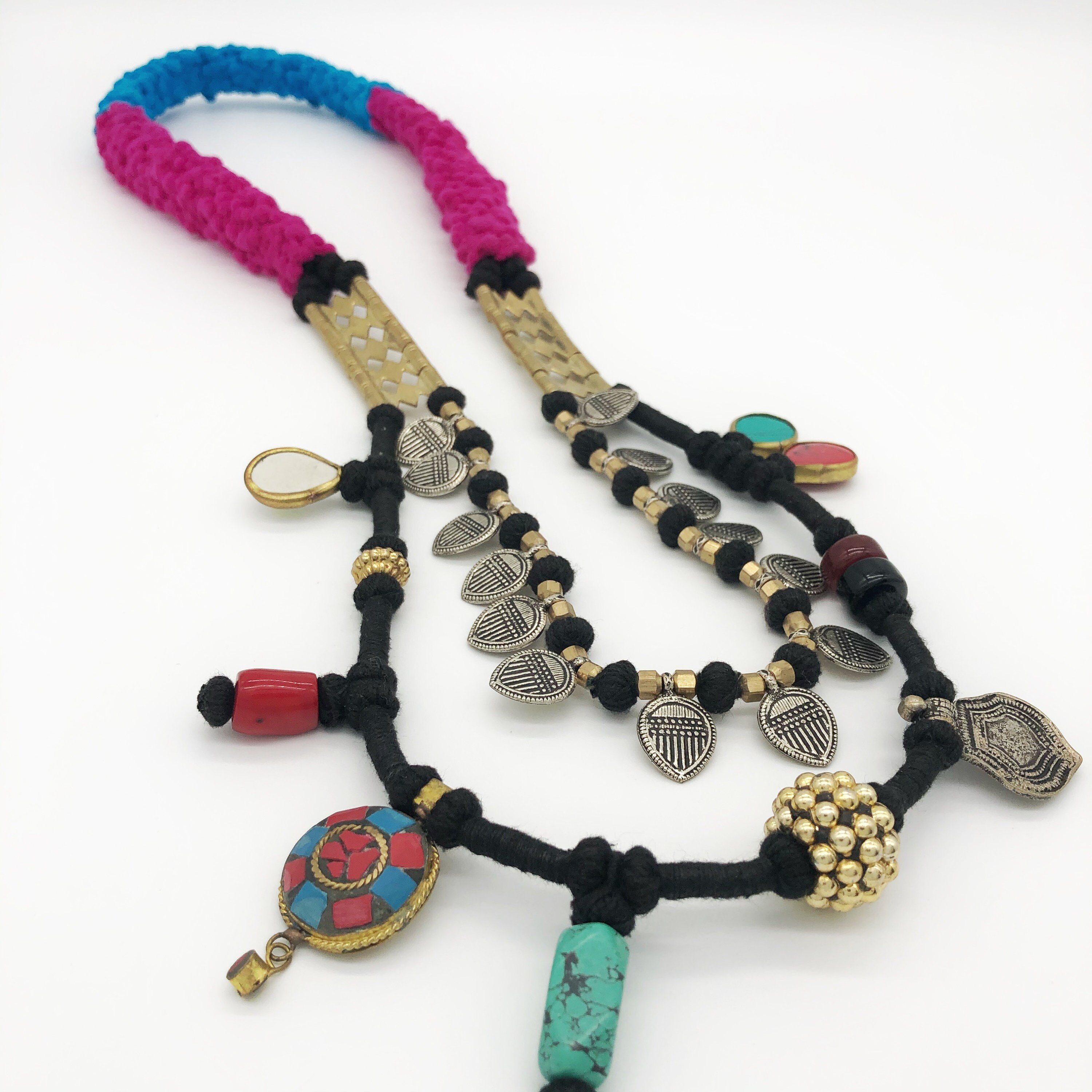 Handcrafted Statement Jewelry, Statement Necklace, Boho Jewelry, Fabric ...