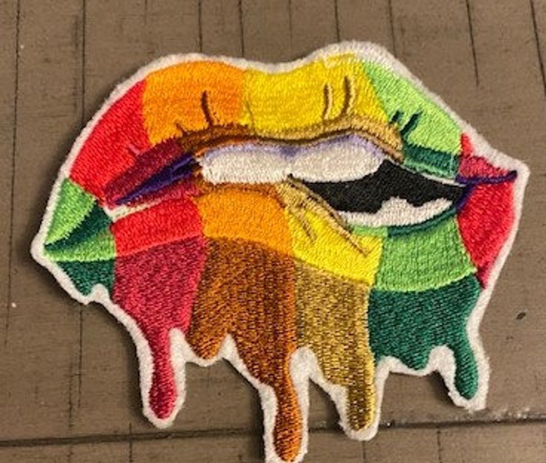 Colorful Dripping Lips Embroidered Patch - Etsy