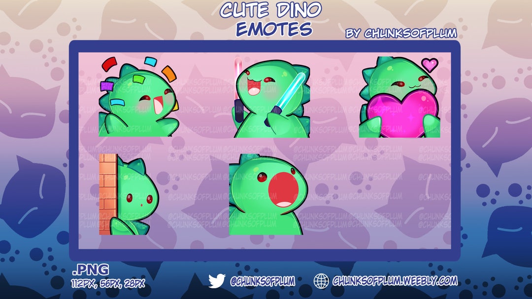 5 X Cute Dinosaur Twitch Emotes, Instant Download - Etsy