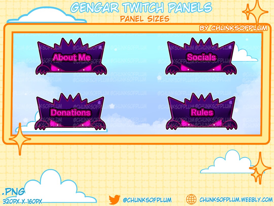 Gengar Ghost Stream Panels for Twitch or Discord, Instant Download - Etsy