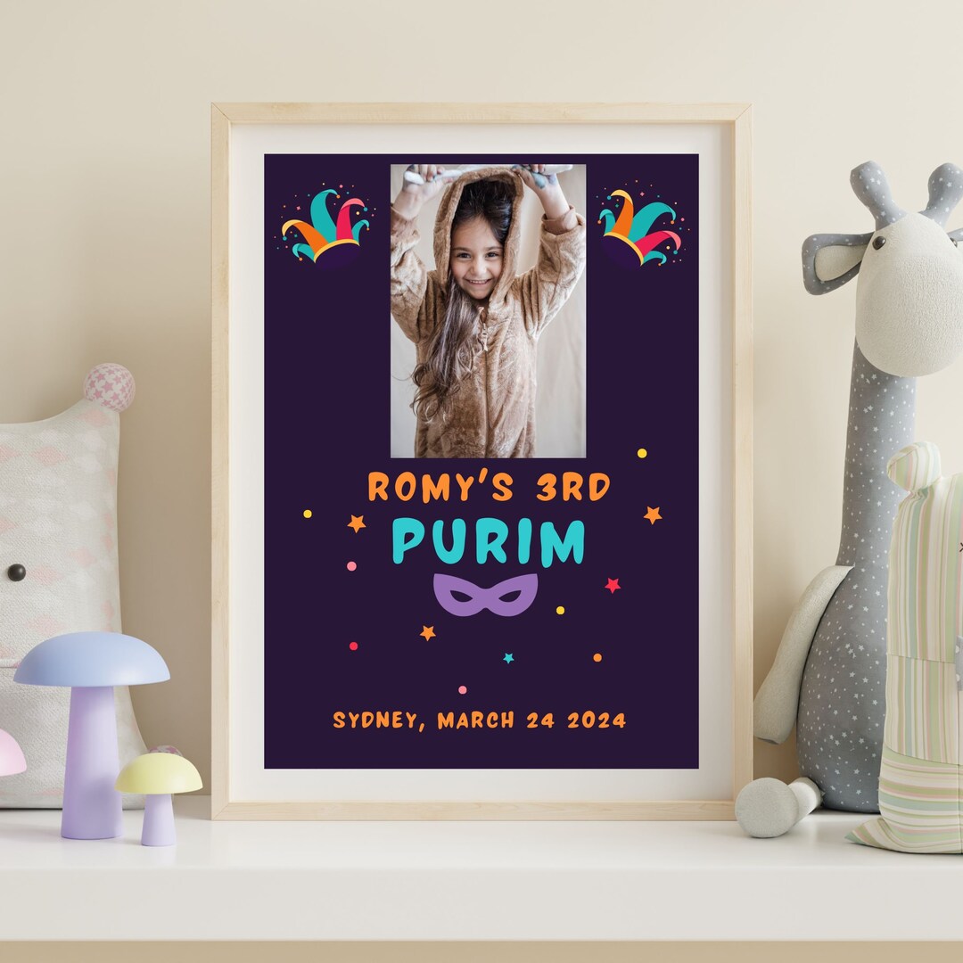 Personalised Purim Poster for Jewish Child, Holiday Memorial Print - Etsy