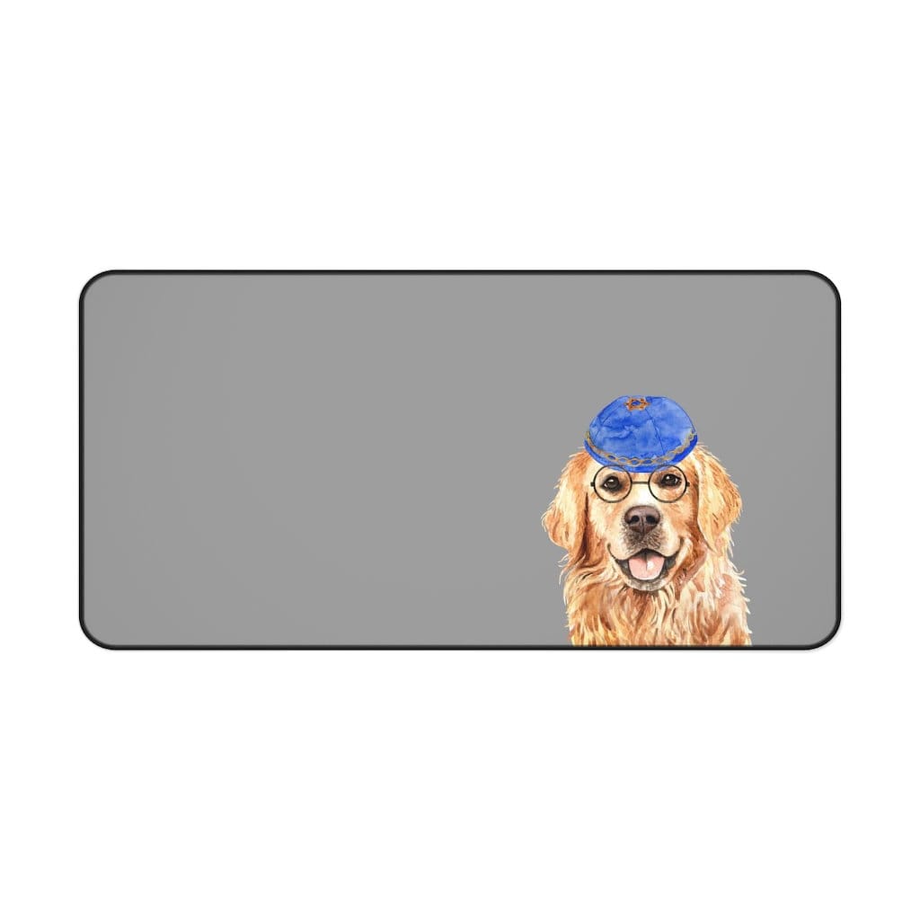 Cute Golden Retriever Dog Wearing Jewish Kippah Desk Mat