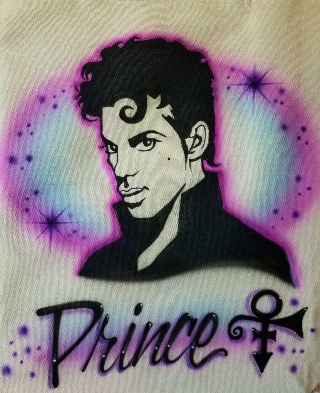Airbrushed Prince Custom Tote Bag 80s Pop Rock Purple Rain Sparkle - Etsy