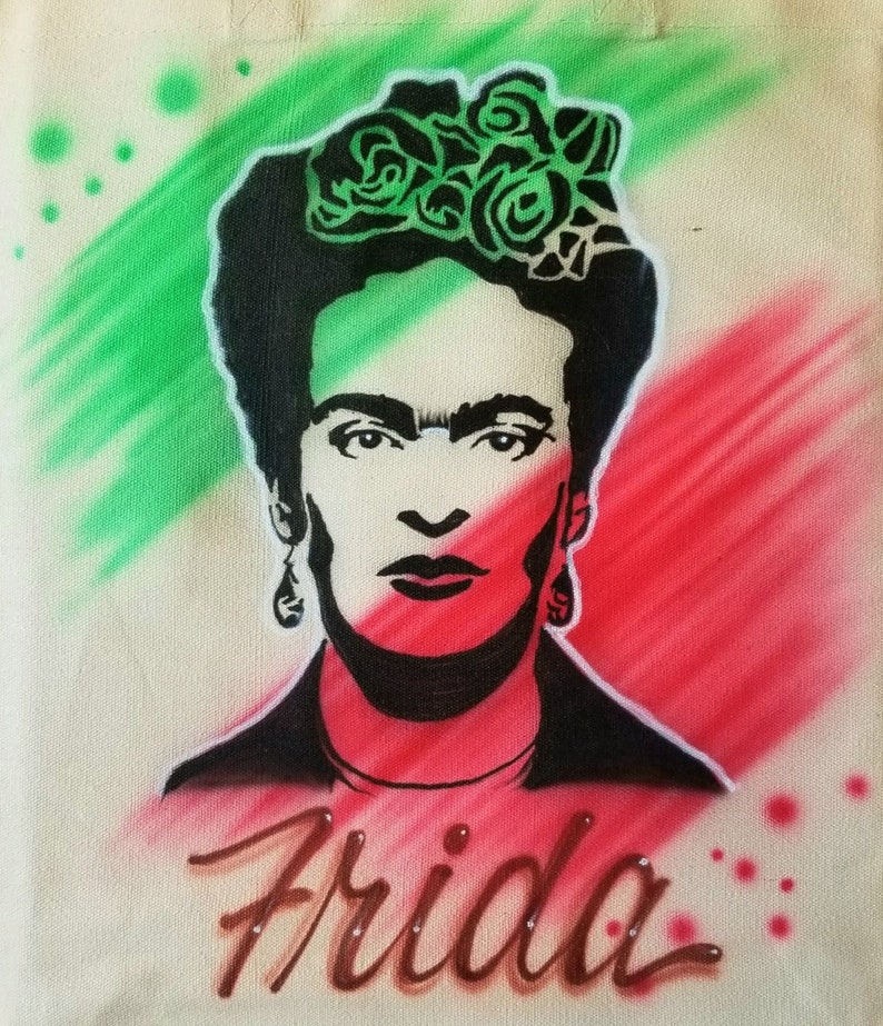 Airbrushed "frida" Frida Kahlo Custom Tote Bag - Etsy