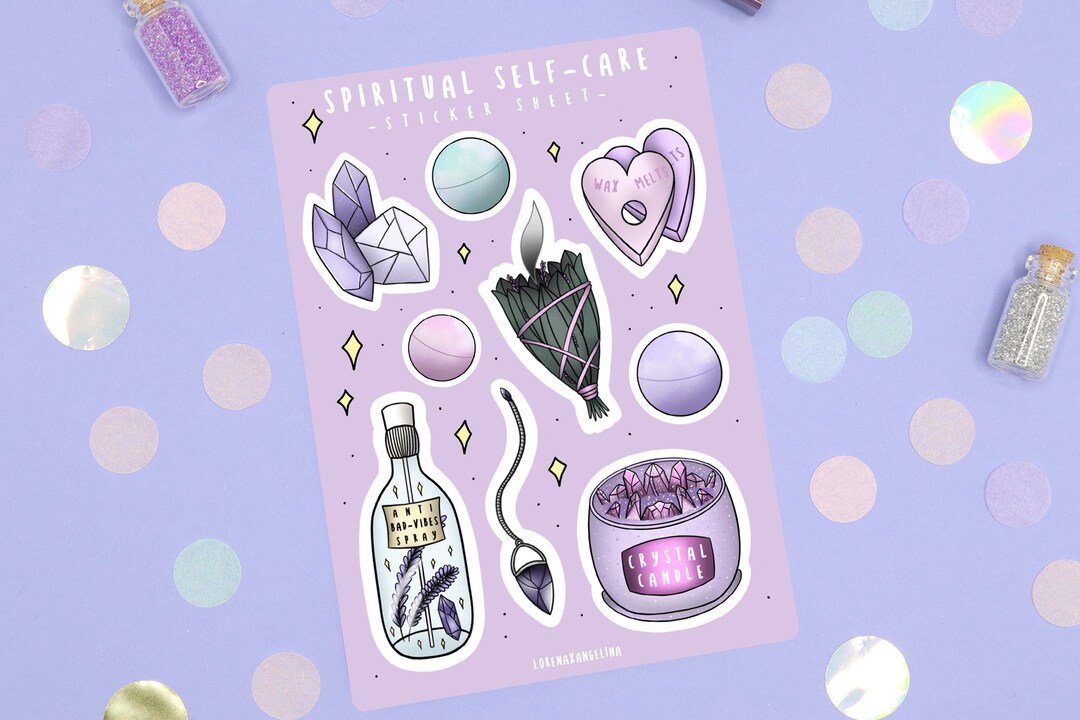 Spiritual Self Care Sticker Sheet Witchy Pastel Bathroom Accessories ...