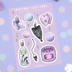 Spiritual Self Care Sticker Sheet Witchy Pastel Bathroom Accessories ...