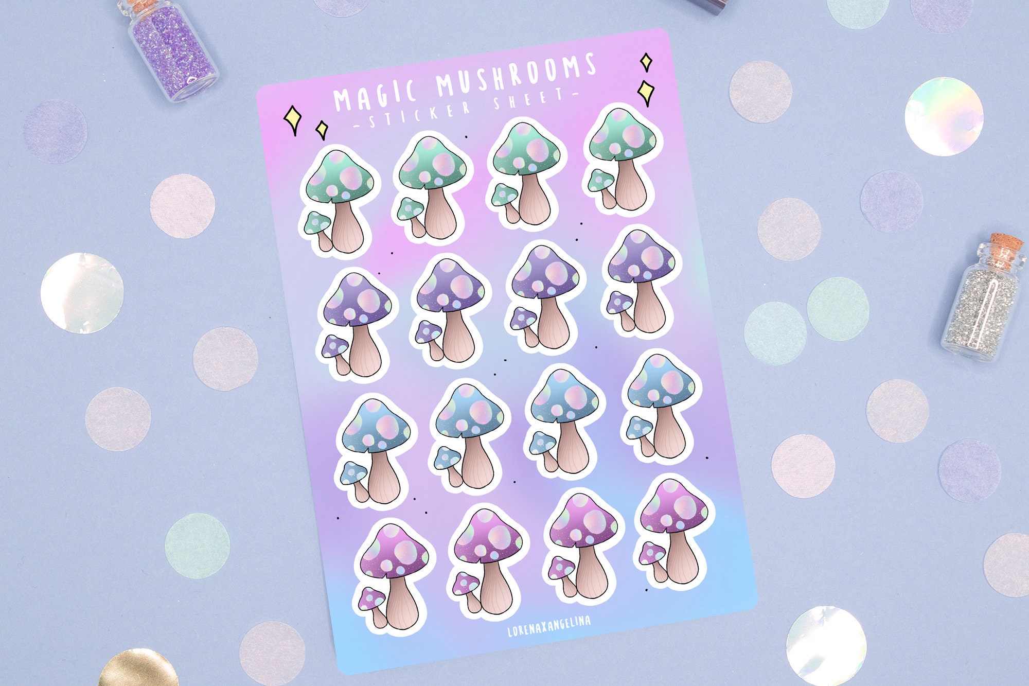 Magic Mushroom Sticker Sheet | Vinyl Glossy Holo Magic Witchy Sticker ...