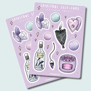 Spiritual Self Care Sticker Sheet Witchy Pastel Bathroom Accessories ...