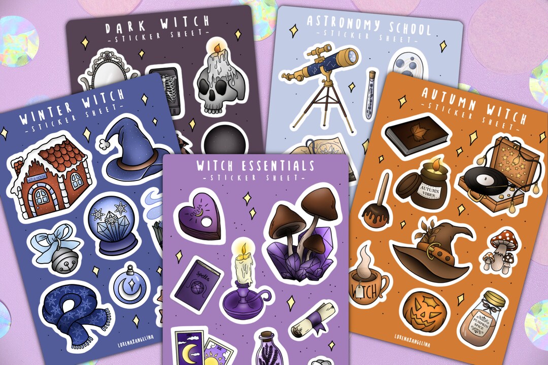 Witchy Sticker Sheets | Autumn Sticker Witch Essentials Sticker Sheet ...