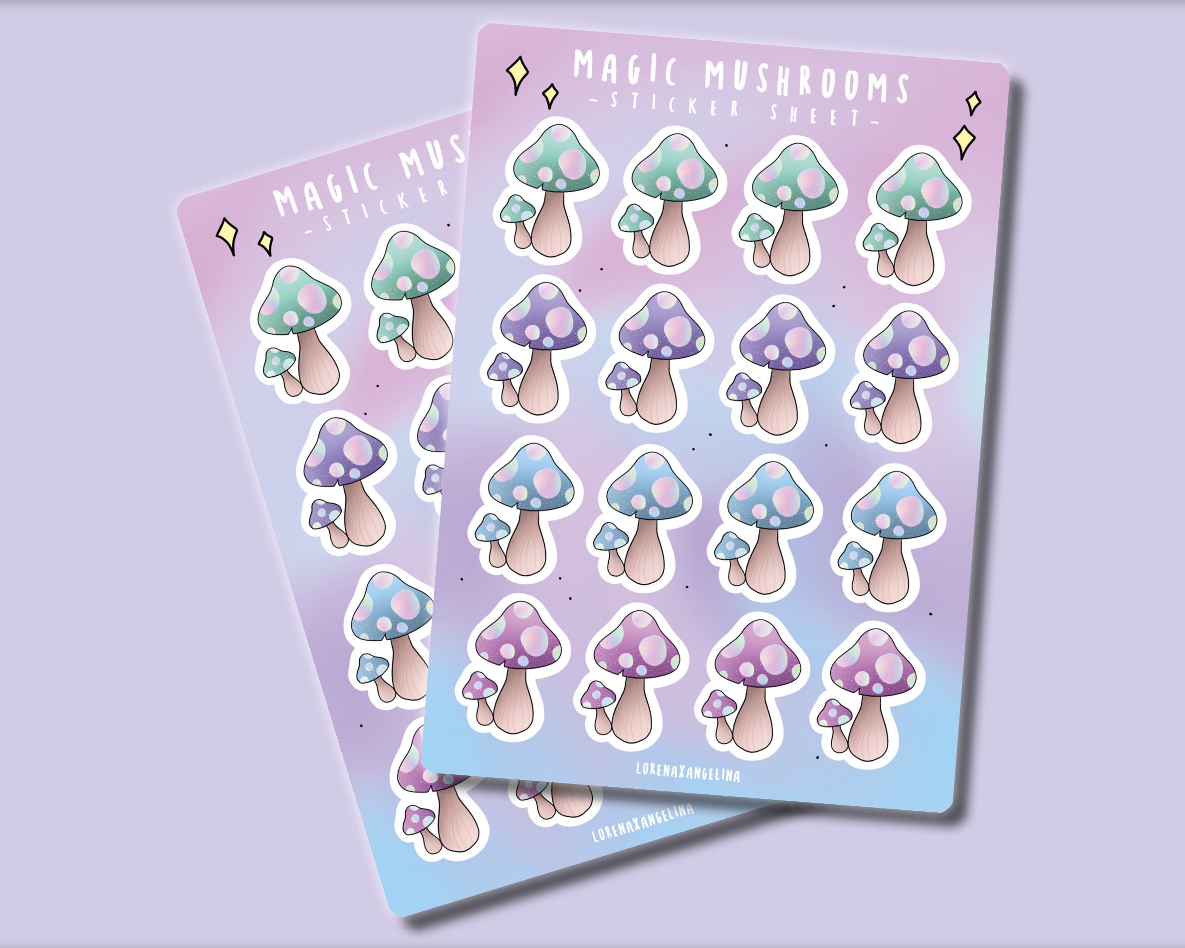 Magic Mushroom Sticker Sheet | Vinyl Glossy Holo Magic Witchy Sticker ...