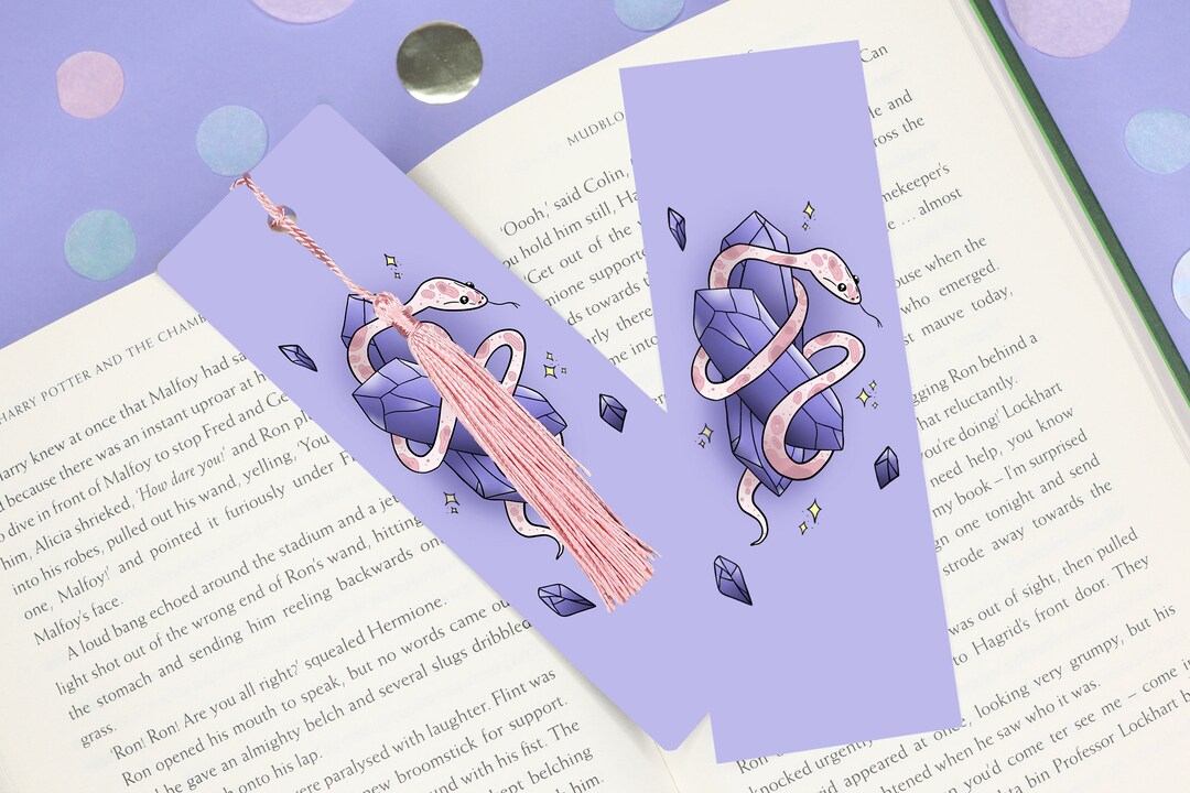 Crystal Snake Bookmark With Tassel | Cute Witchy Purple Pastel Bookmark ...