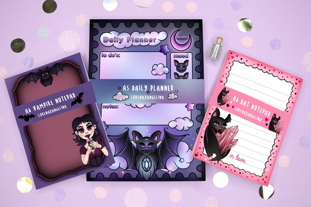 Vampire A6 Notepads 50 Sheets | Halloween Notepad | Daily Planner | to ...