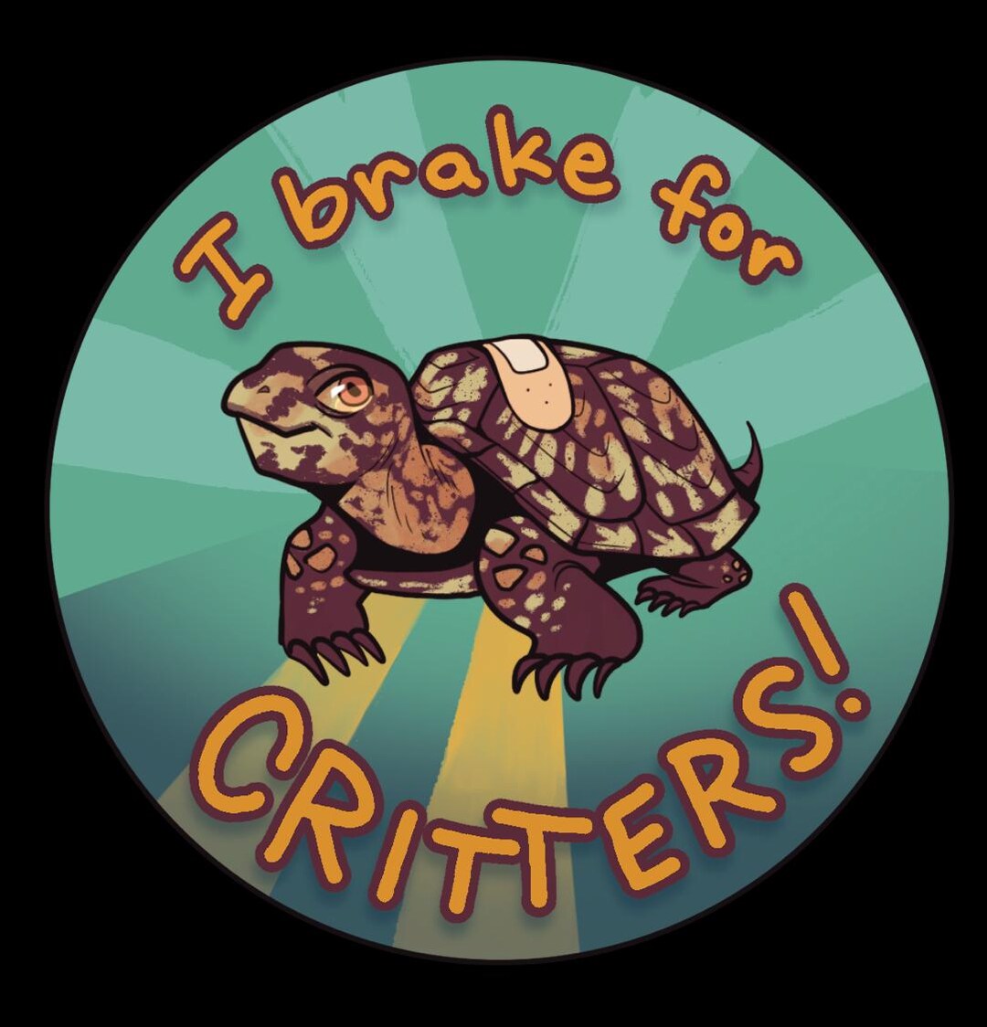I Brake for Critters! - [PRE-ORDER] Sticker/button Pin Turtle ...