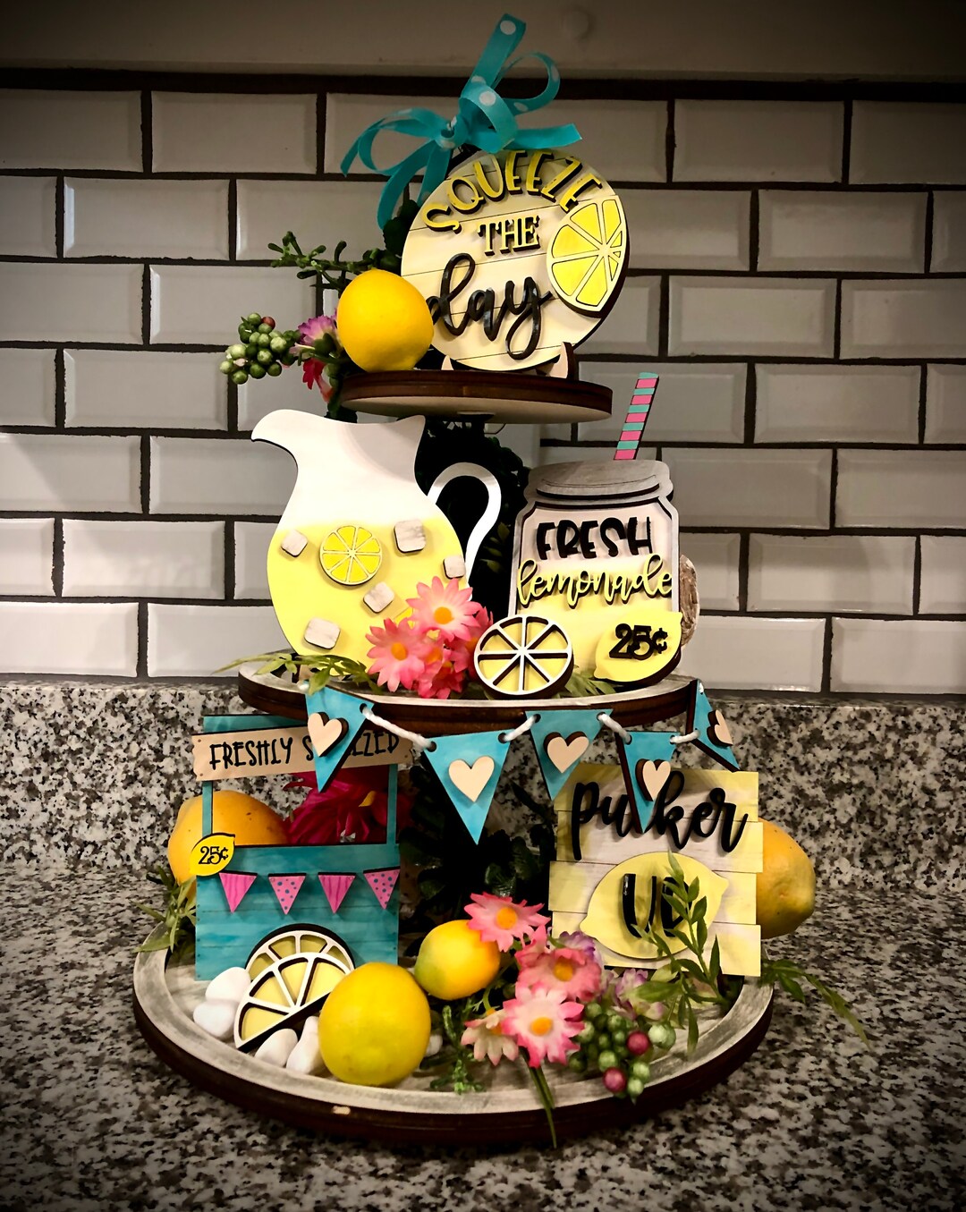 Lemonade Tiered Tray Set Bundle, Lemons, Summertime, Tiered Trays, Mini ...